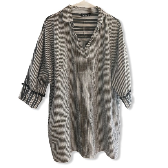 Simply Emma | Tops | Simply Emma Navywhite Striped Point Split Collar ...